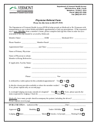 Vermont Physician Authorization Form Download Printable PDF ...