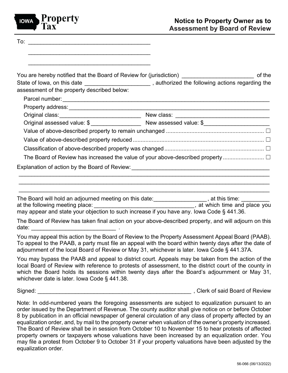 Form 56-066 Download Printable PDF or Fill Online Notice to Property ...
