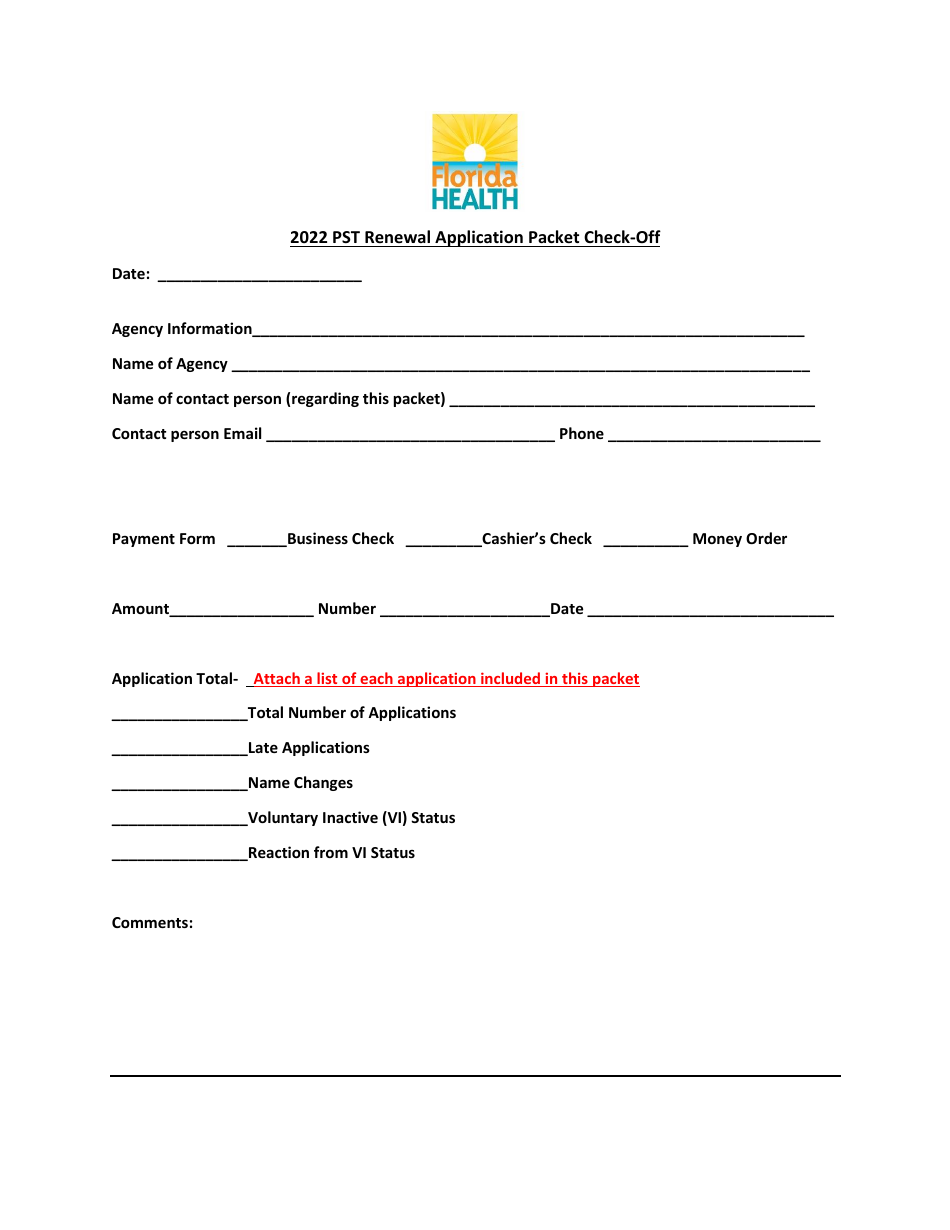 2022 Florida Pst Renewal Application Packet Check-Off - Fill Out, Sign ...