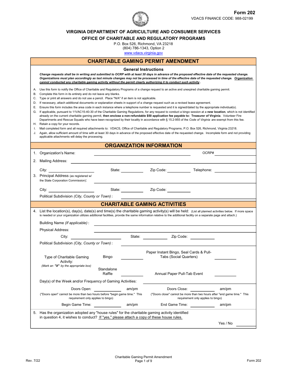 Form 202 - Fill Out, Sign Online and Download Printable PDF, Virginia ...