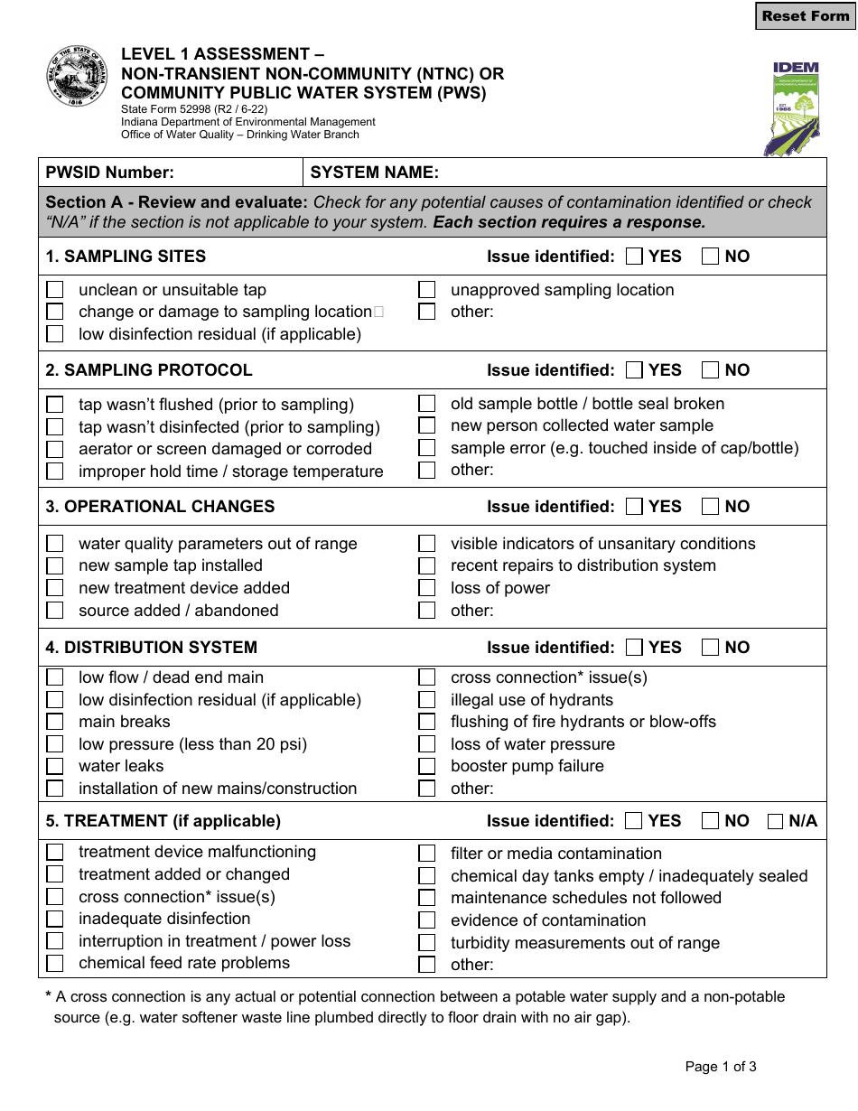 State Form 52998 Download Fillable PDF or Fill Online Level 1 ...