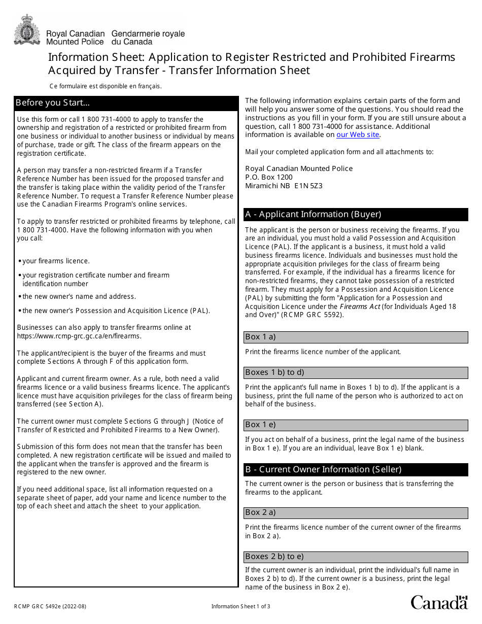 Form RCMP GRC5492E - Fill Out, Sign Online and Download Fillable PDF, Canada | Templateroller