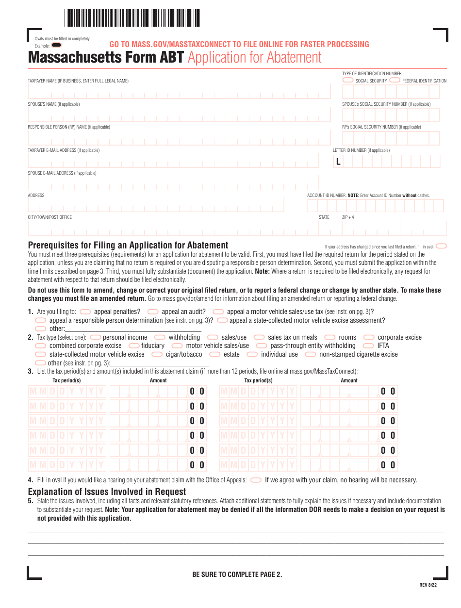 Form ABT Download Printable PDF or Fill Online Application for ...