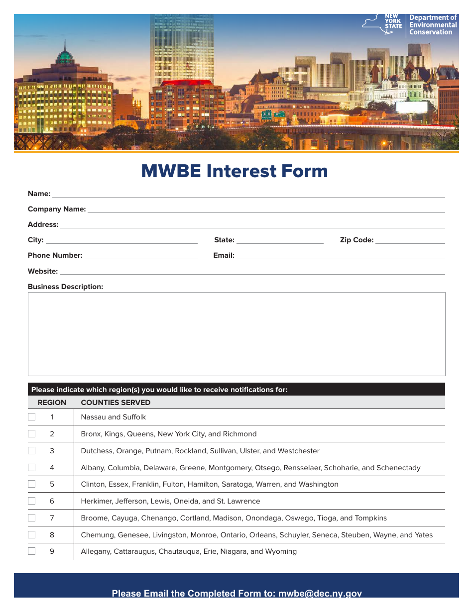 New York Mwbe Interest Form - Fill Out, Sign Online and Download PDF | Templateroller