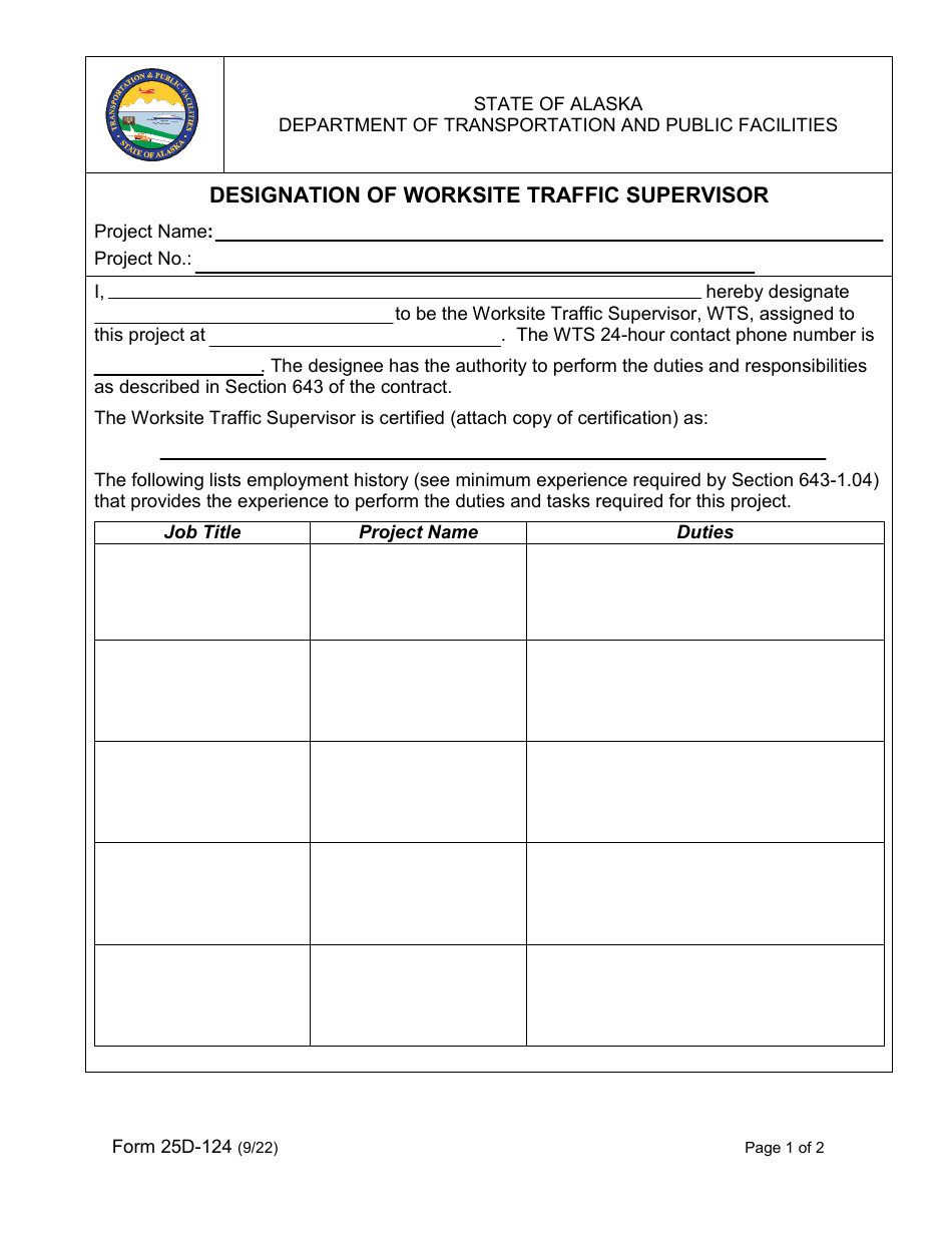 Form 25D-124 Download Fillable PDF or Fill Online Designation of ...
