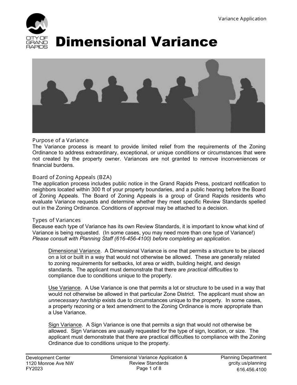 2023 City of Grand Rapids, Michigan Application for Dimensional ...