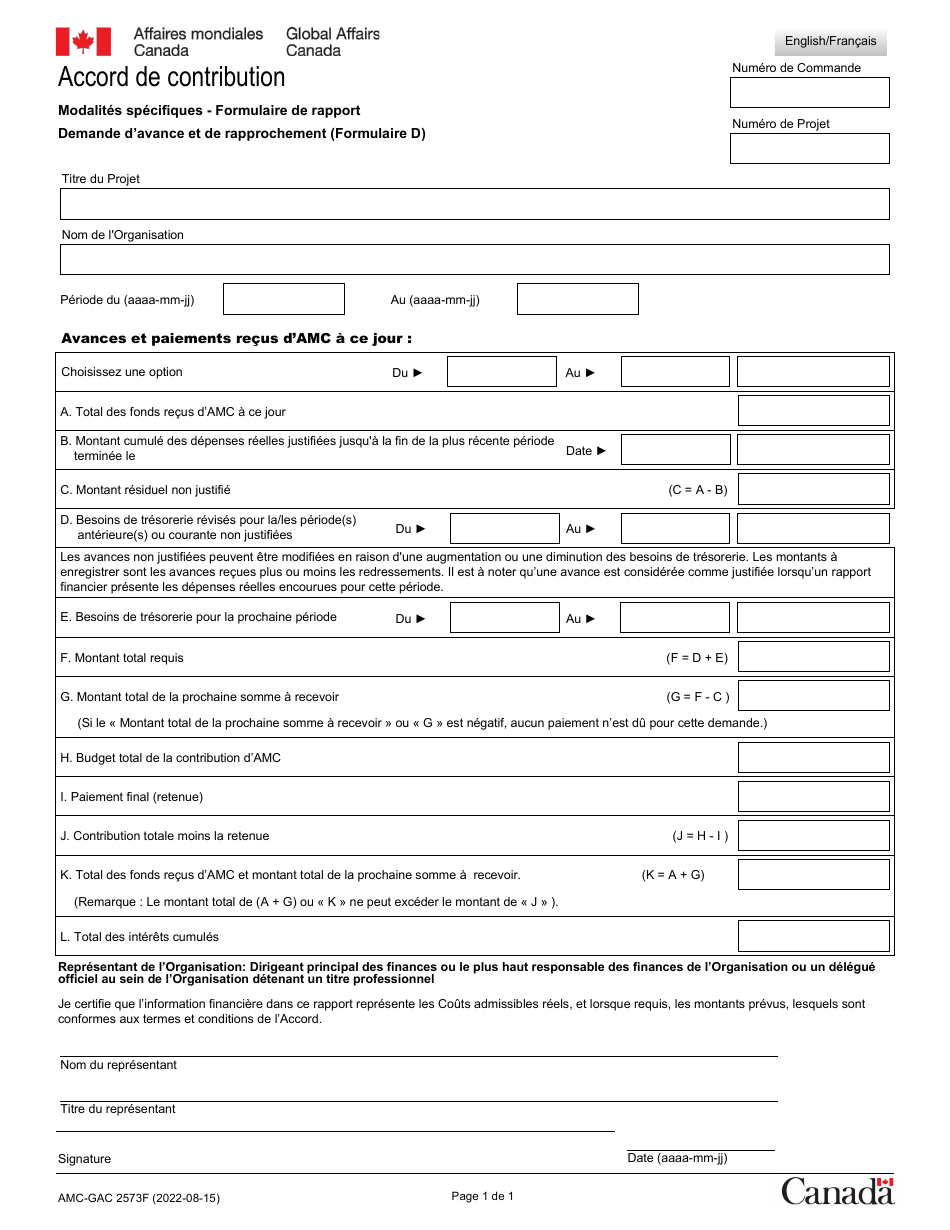 Forme D (AMC-GAC2573) - Fill Out, Sign Online and Download Fillable PDF ...