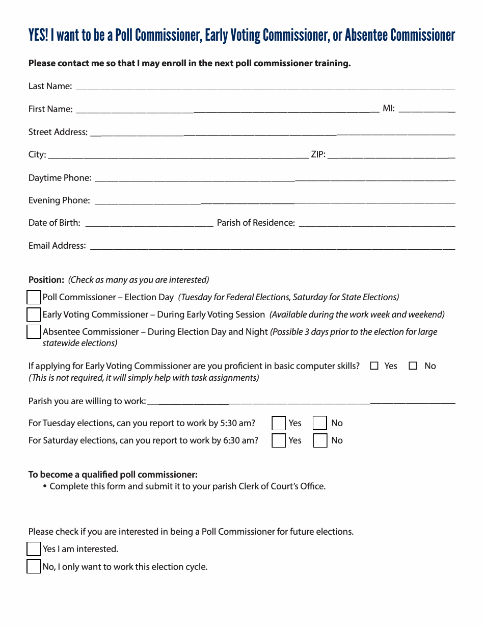 Louisiana Election Worker Application - Fill Out, Sign Online and ...