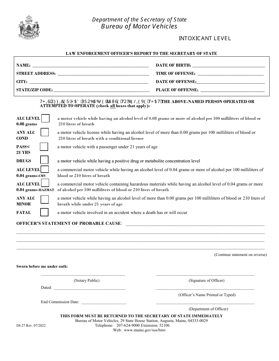 Form DI-27 Download Fillable PDF or Fill Online Law Enforcement Officer ...