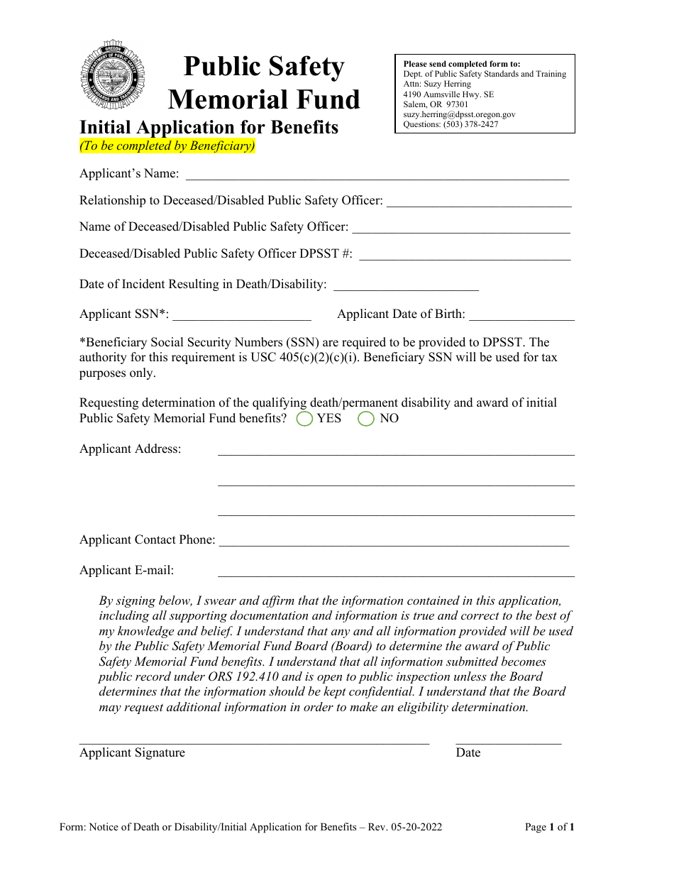 Oregon Initial Application for Benefits - Fill Out, Sign Online and ...