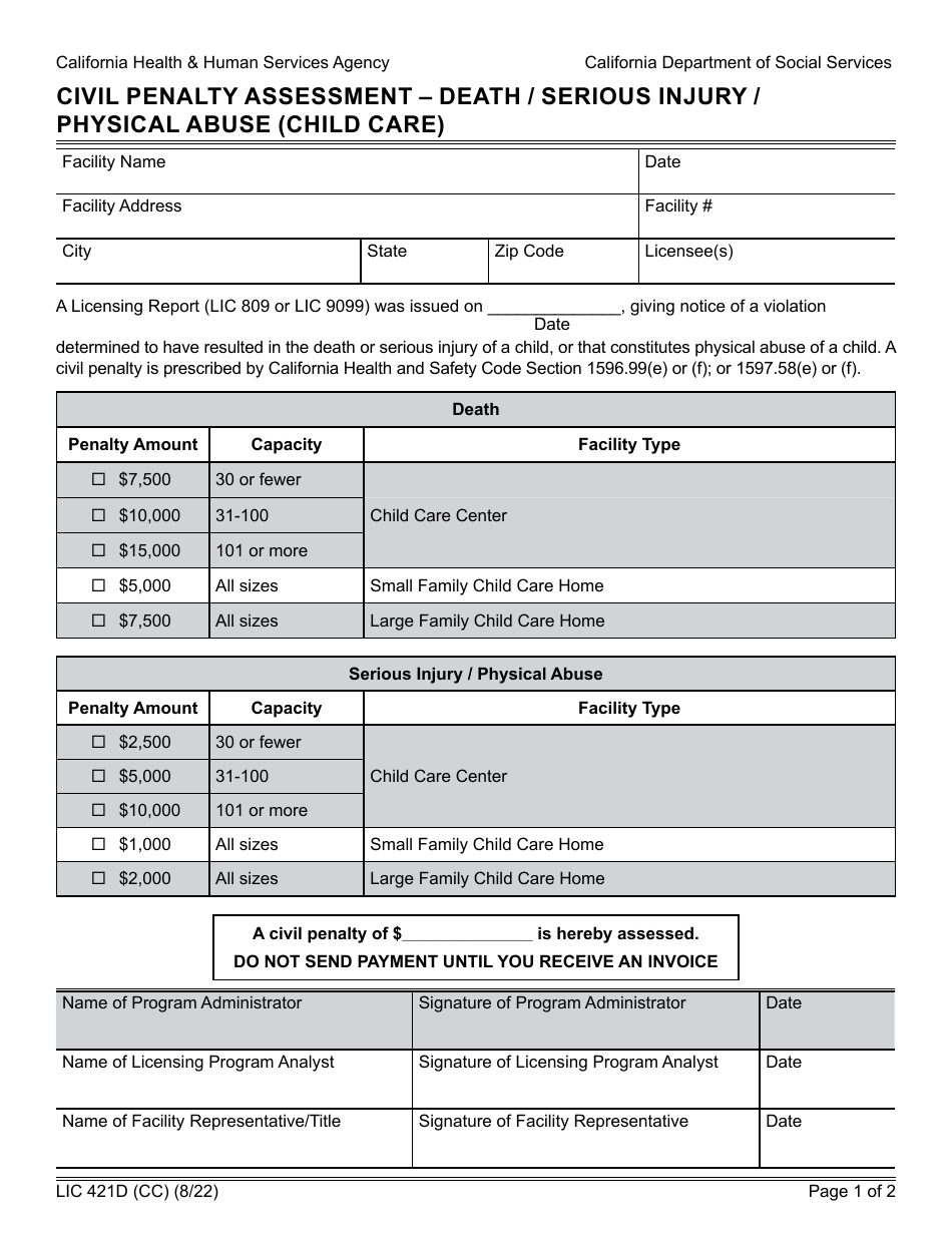 Form LIC421D (CC) - Fill Out, Sign Online and Download Fillable PDF ...