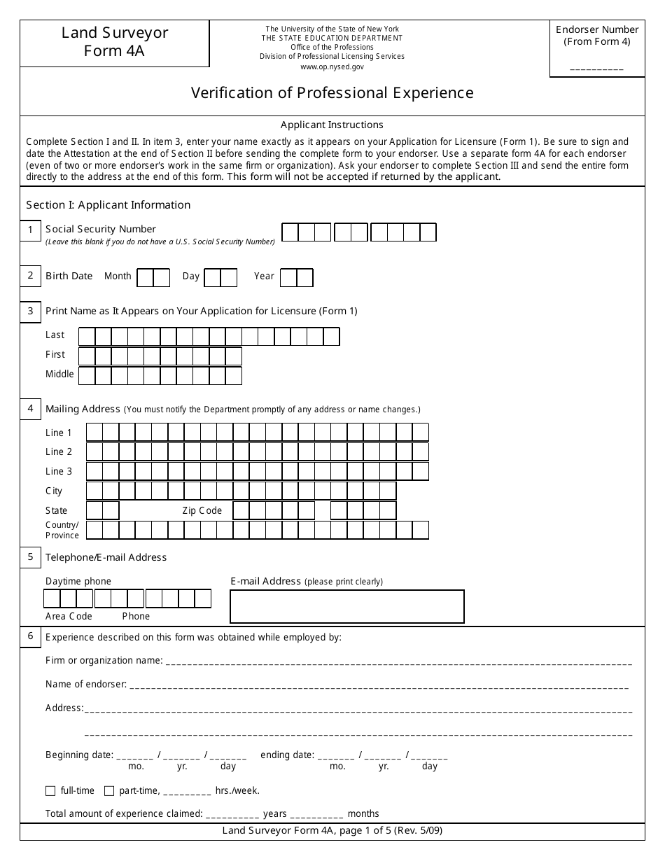 Land Surveyor Form 4A - Fill Out, Sign Online and Download Printable ...