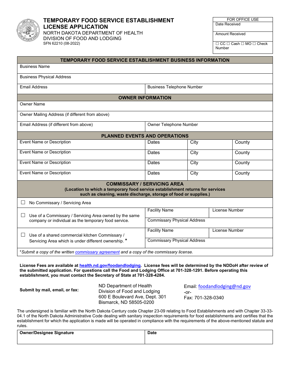 Form SFN62210 - Fill Out, Sign Online and Download Printable PDF, North ...
