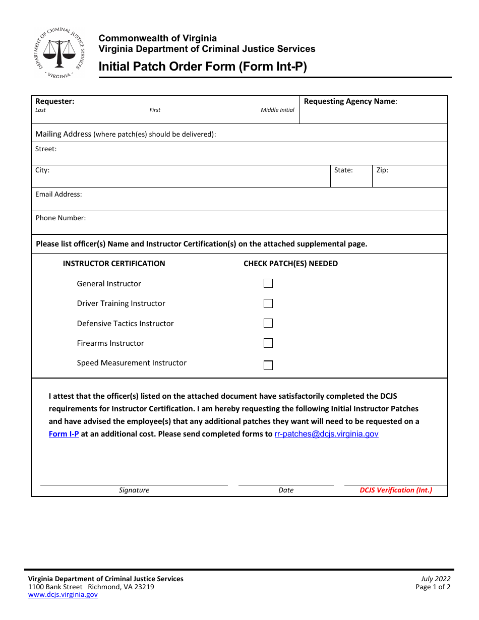 Form INT-P - Fill Out, Sign Online and Download Fillable PDF, Virginia ...