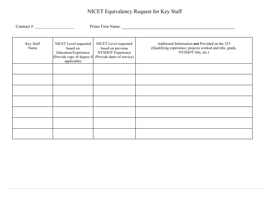 New York Nicet Equivalency Request for Key Staff - Fill Out, Sign Online and Download PDF ...