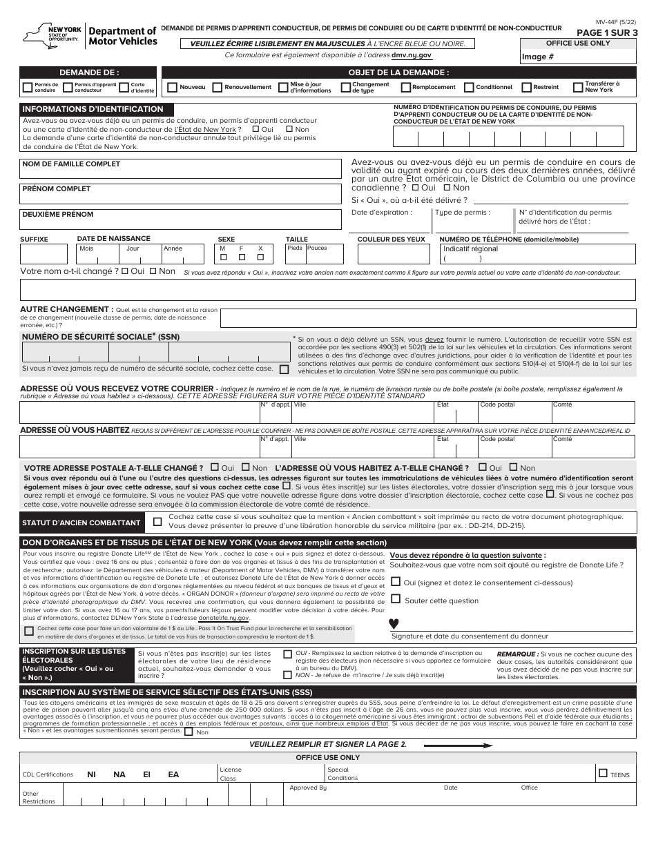 Forme MV-44F - Fill Out, Sign Online and Download Fillable PDF, New ...