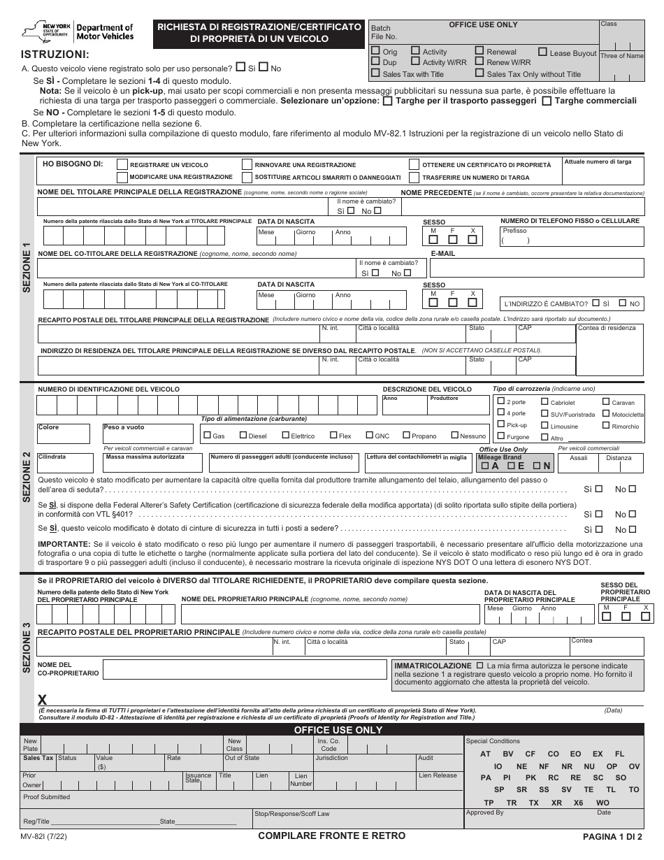 Form MV-82I - Fill Out, Sign Online and Download Fillable PDF, New York ...