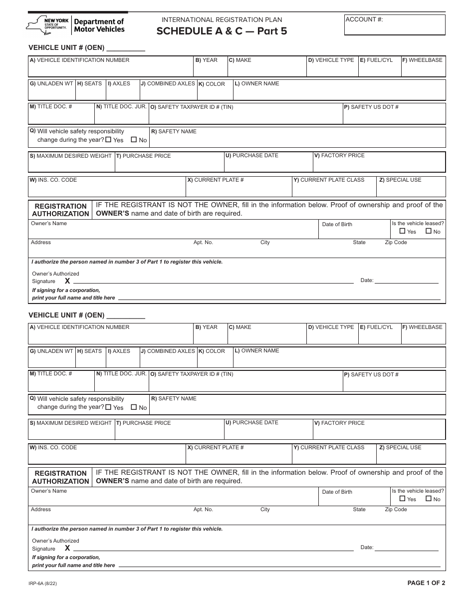 Form IRP-6A Schedule A & C Download Printable PDF or Fill Online Part 5 ... Form IRP-6A Schedule A & C Download Printable PDF or Fill Online Part 5 ...