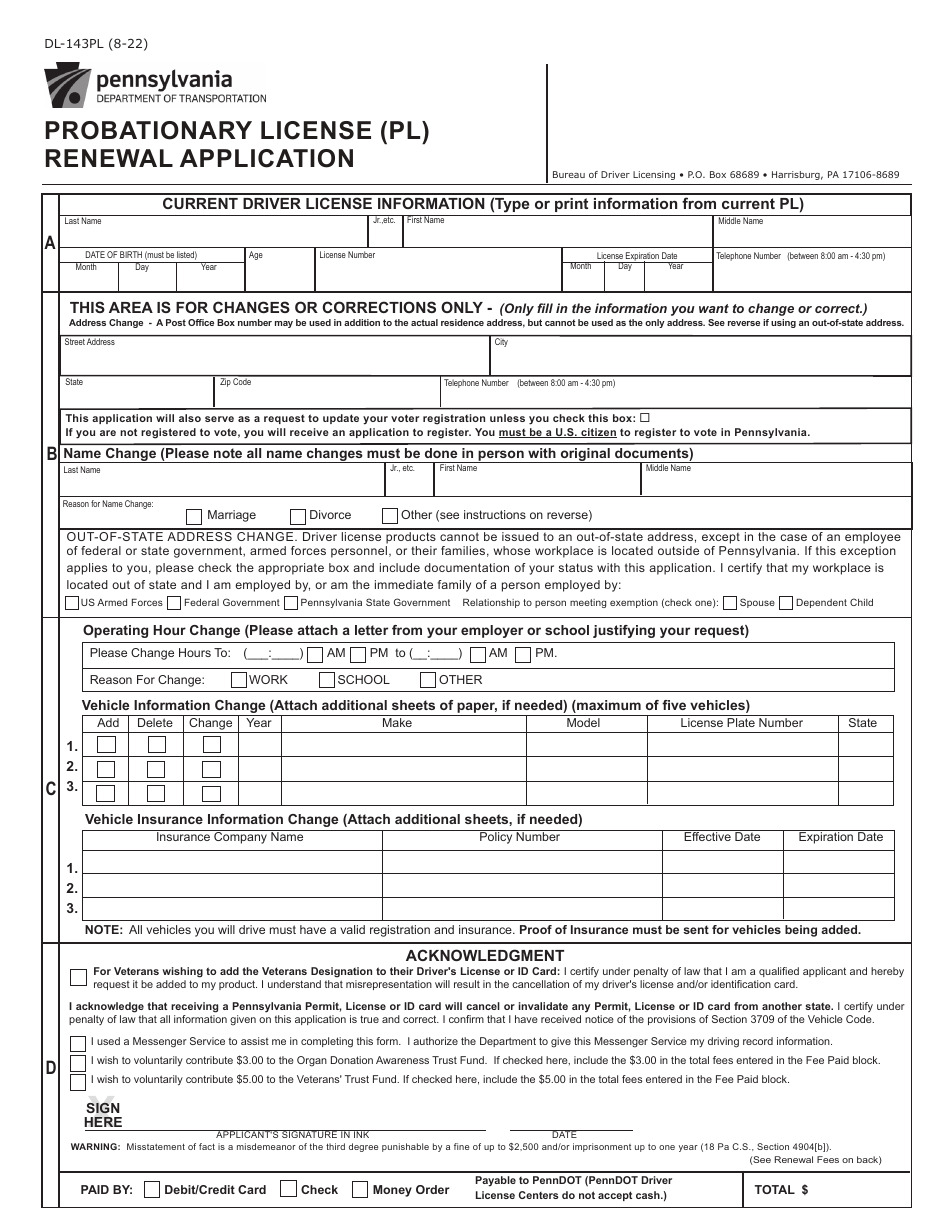 Form DL-143PL - Fill Out, Sign Online and Download Fillable PDF ...