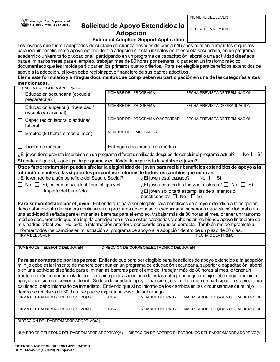 DCYF Formulario 14-545 - Fill Out, Sign Online and Download Fillable ...