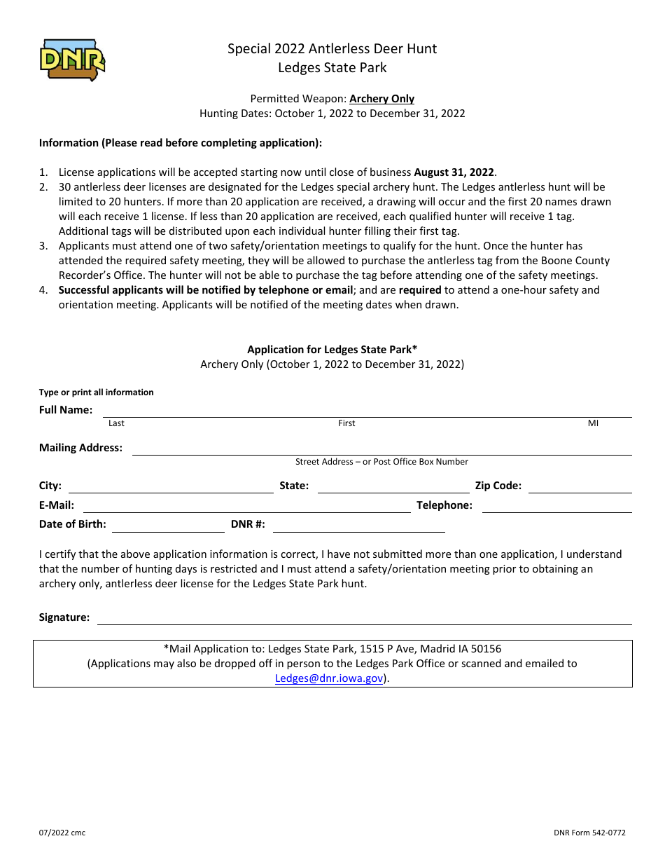DNR Form 542-0772 - 2022 - Fill Out, Sign Online and Download Fillable ...