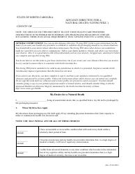North Carolina Advance Directive for a Natural Death (Living Will ...