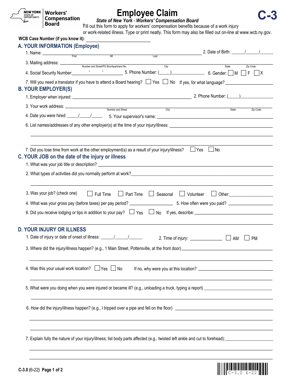 Form C-3 - Fill Out, Sign Online and Download Fillable PDF, New York ...