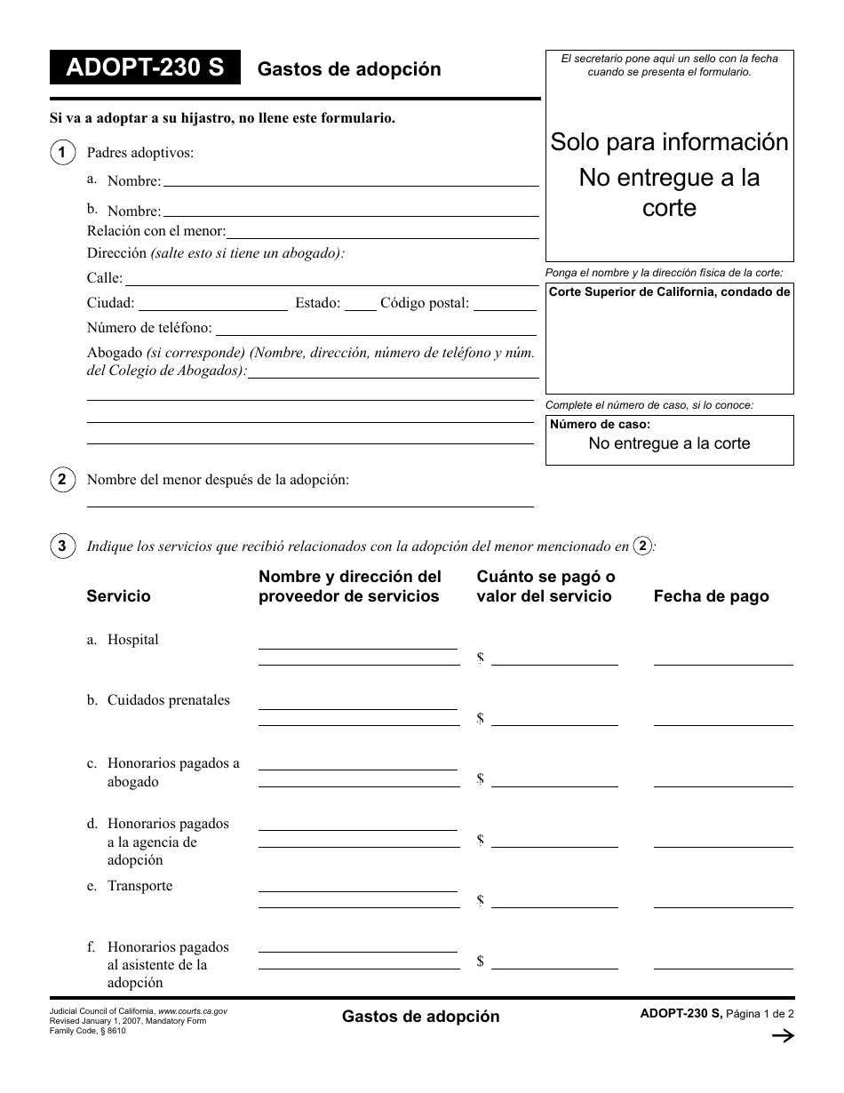 Formulario ADOPT-230 - Fill Out, Sign Online and Download Printable PDF ...