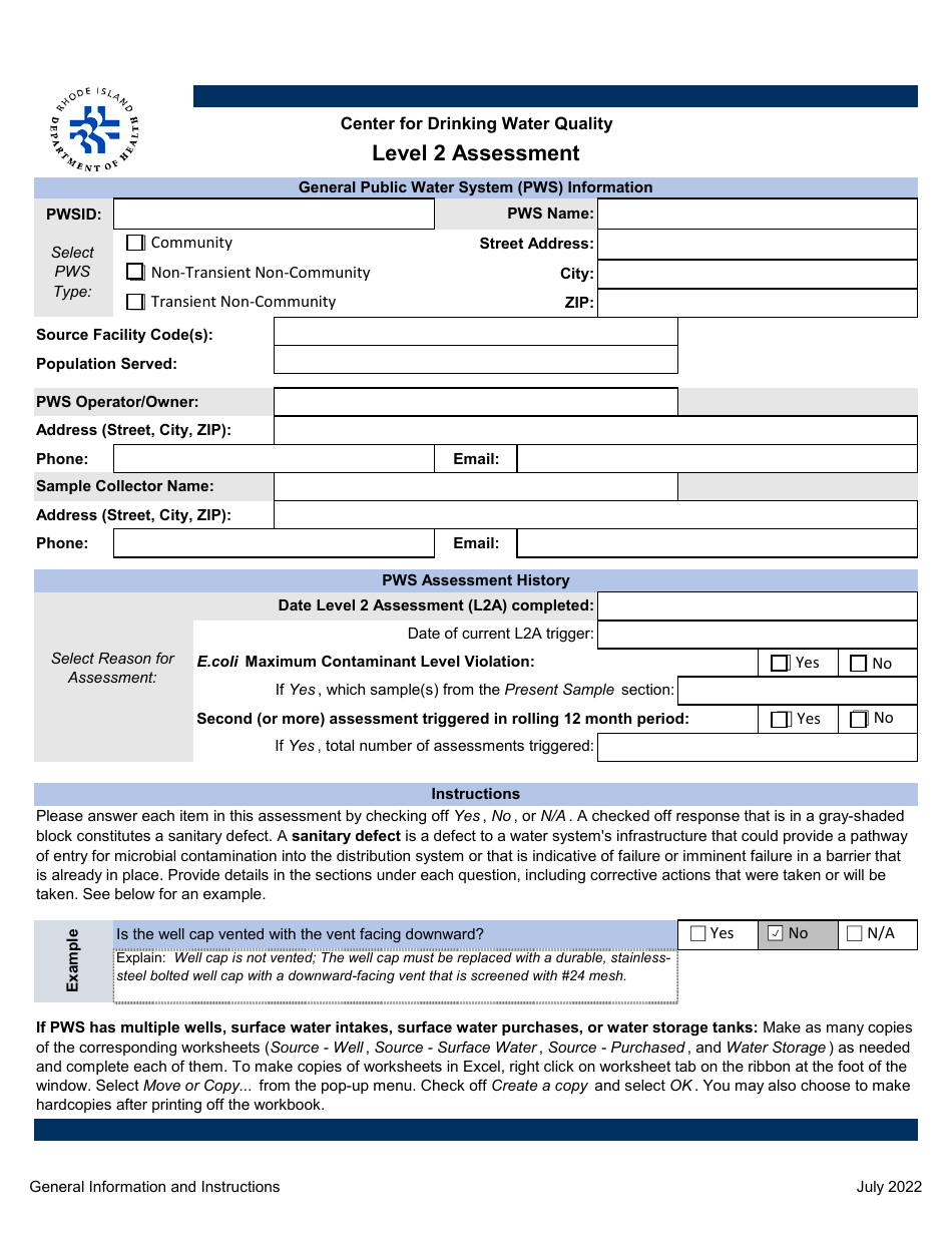 Rhode Island Level 2 Assessment - Center for Drinking Water Quality ...