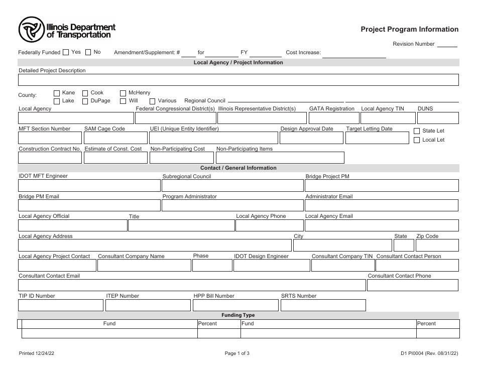 Form PI0004 - Fill Out, Sign Online and Download Fillable PDF, Illinois ...