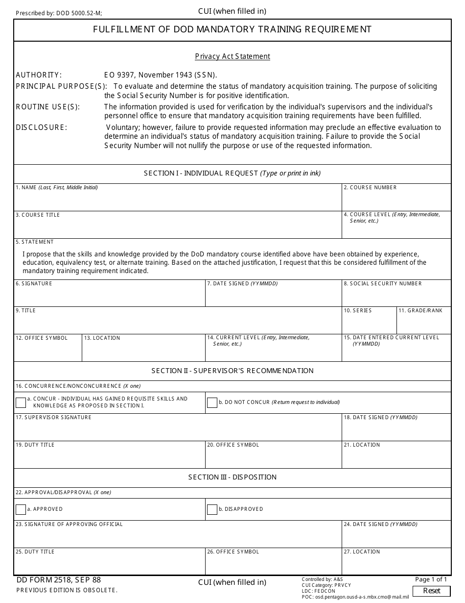 DD Form 2518 - Fill Out, Sign Online and Download Fillable PDF ...