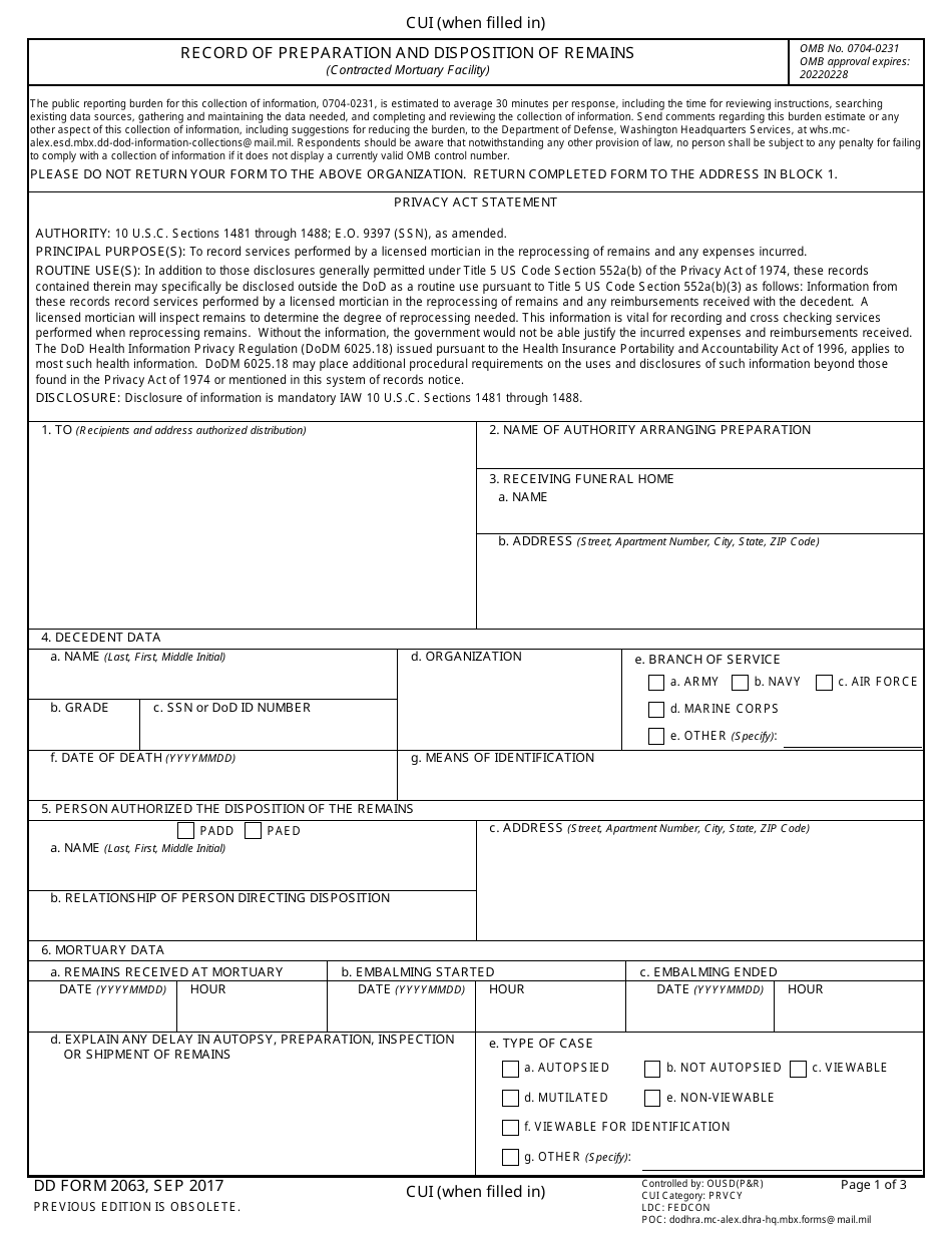 DD Form 2063 - Fill Out, Sign Online and Download Fillable PDF ...