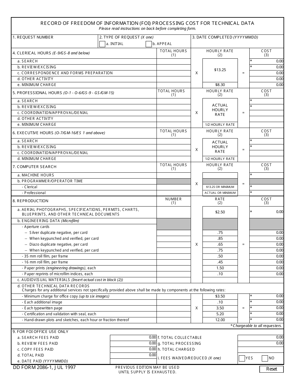 DD Form 2086-1 - Fill Out, Sign Online and Download Fillable PDF ...