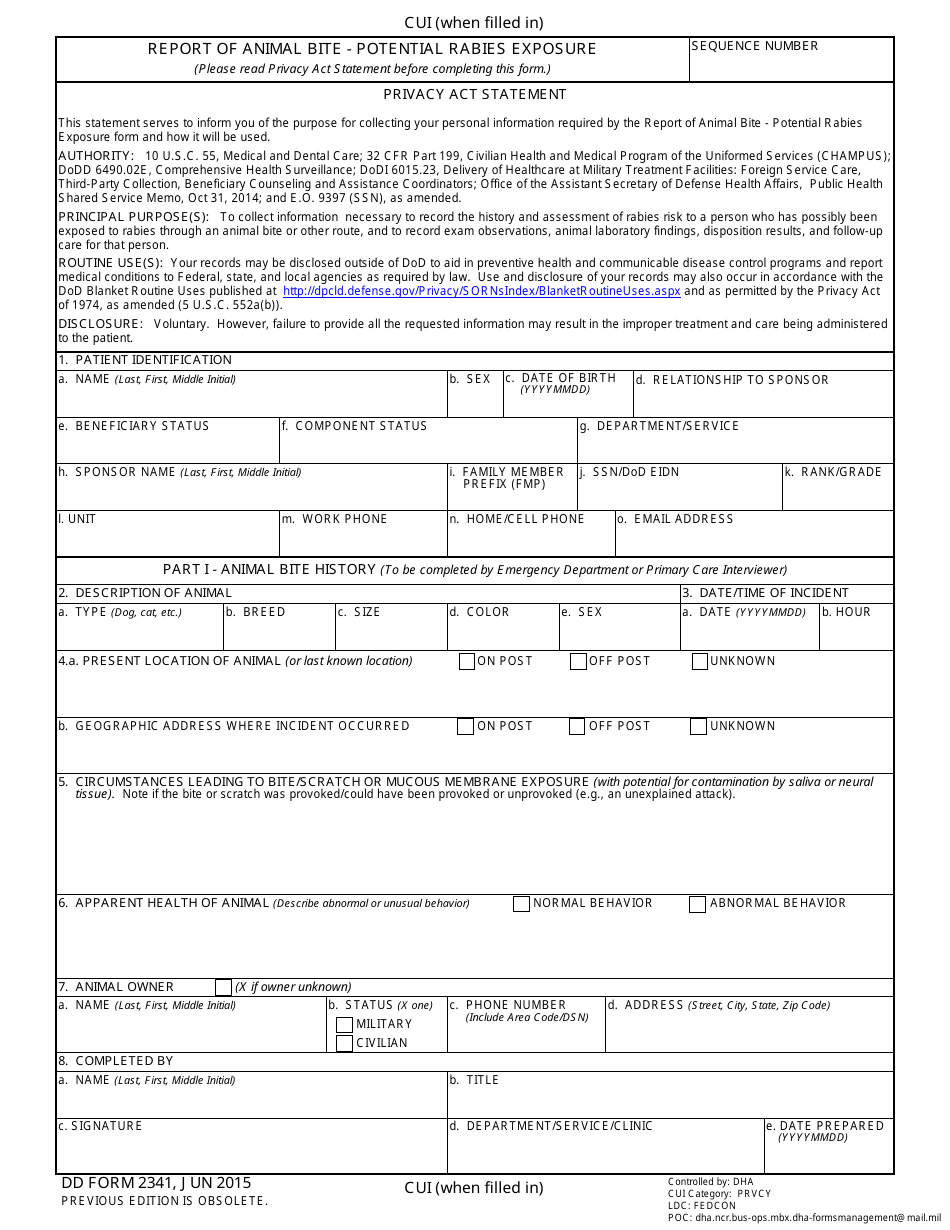 DD Form 2341 - Fill Out, Sign Online and Download Fillable PDF ...