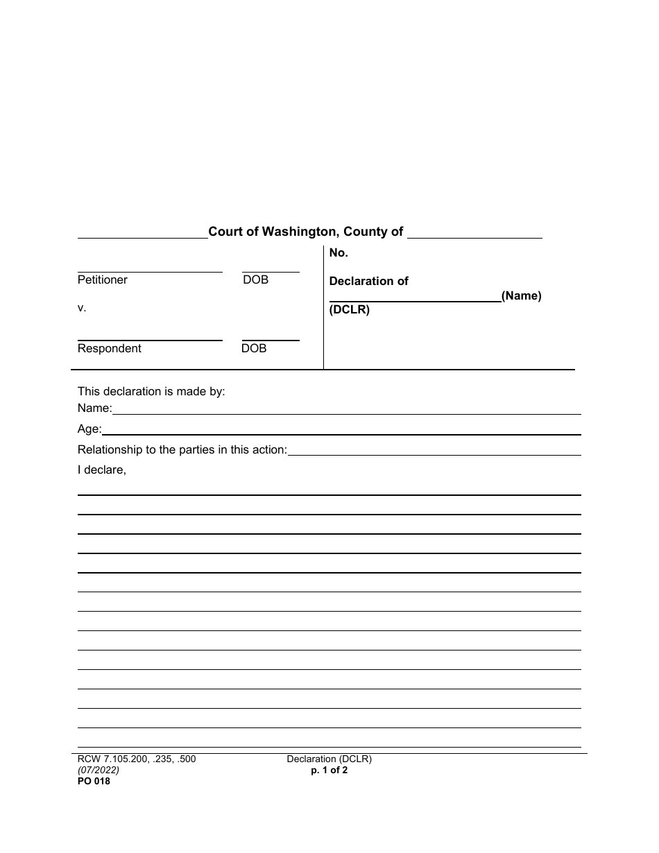 Form Po018 Fill Out Sign Online And Download Printable Pdf