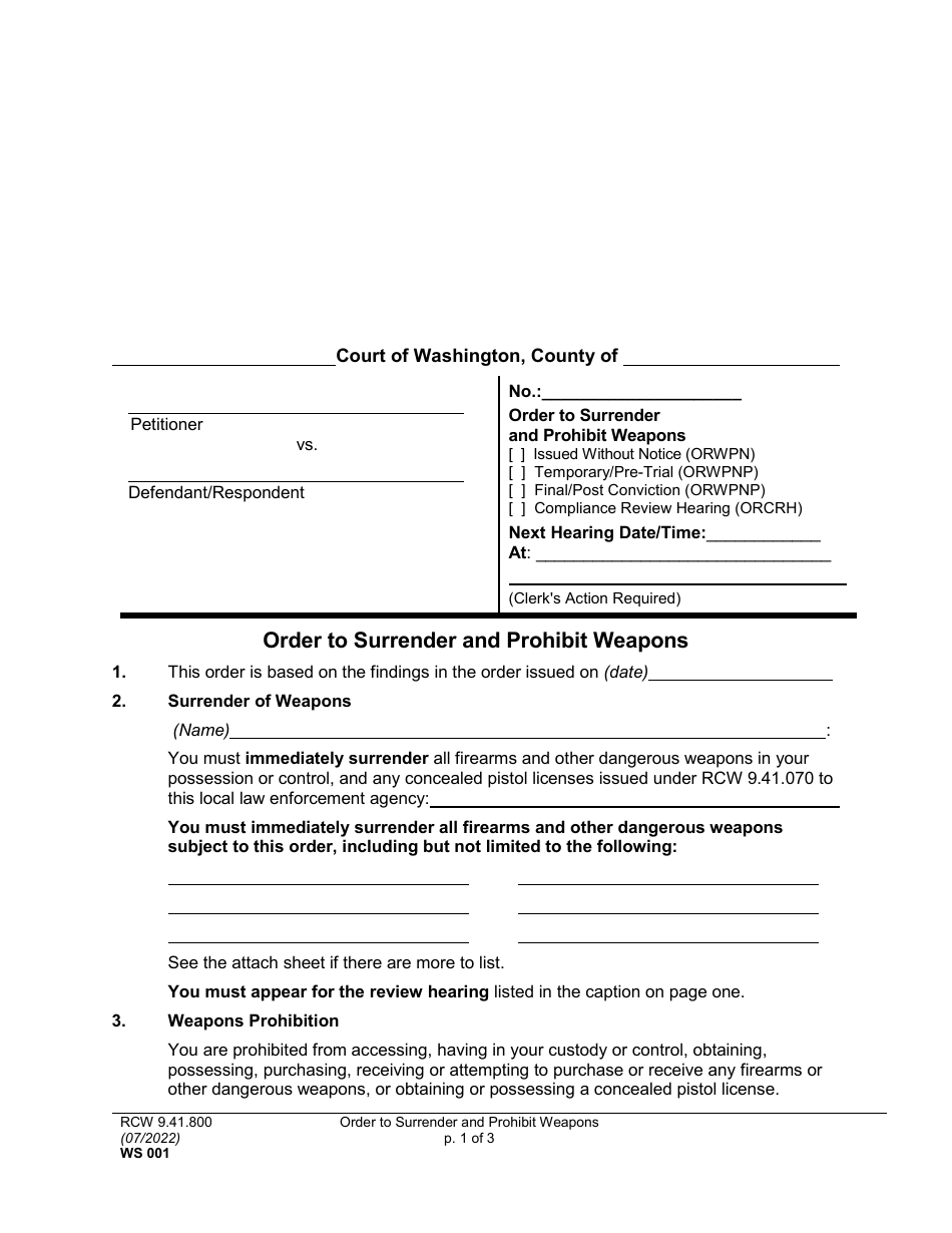 Form WS001 - Fill Out, Sign Online and Download Printable PDF ...