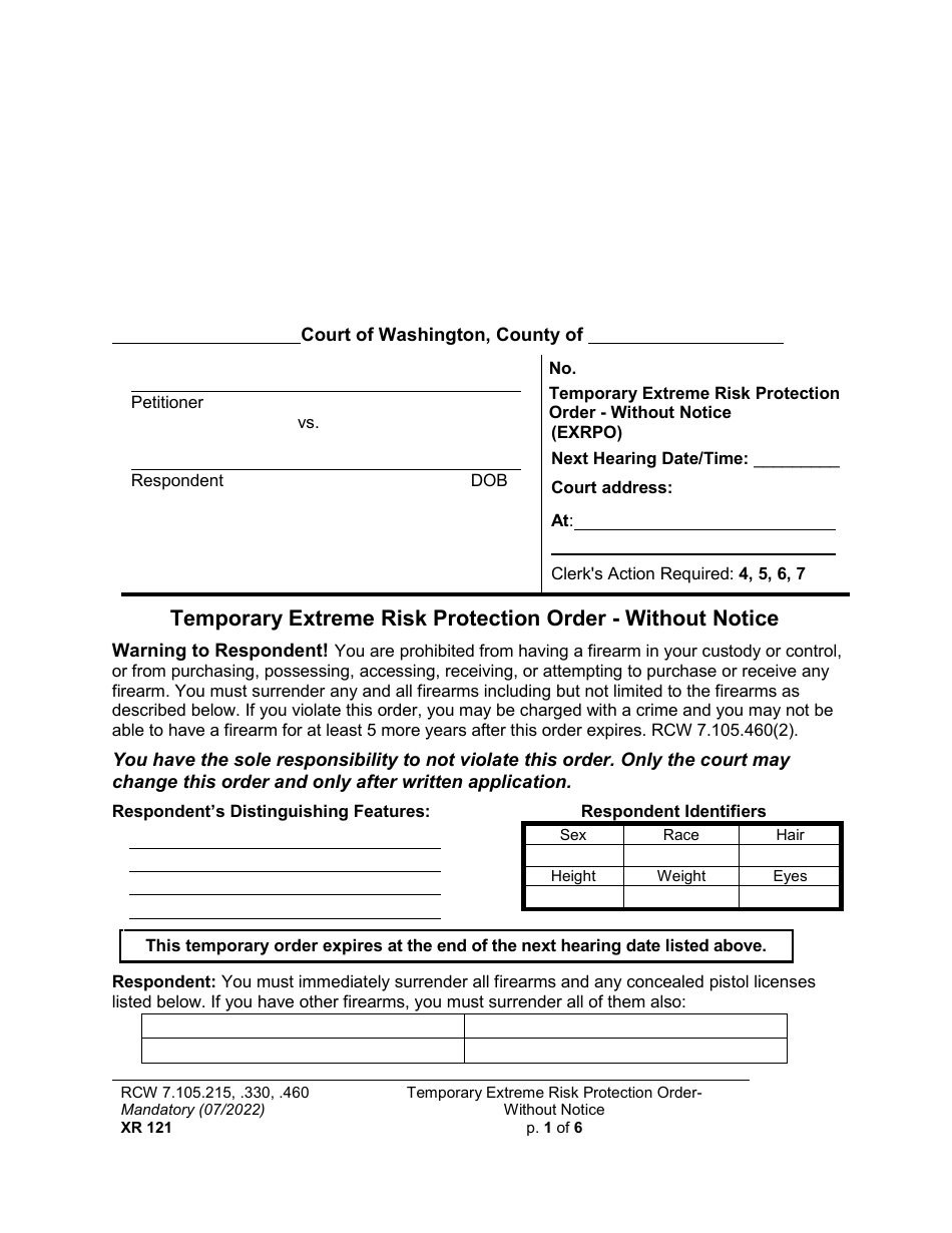 Form XR121 - Fill Out, Sign Online and Download Printable PDF ...