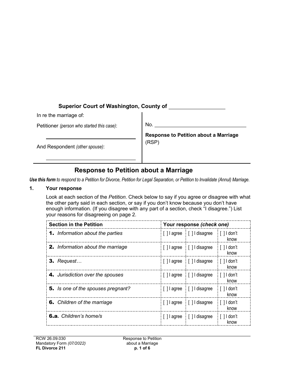 Form FL Divorce211 - Fill Out, Sign Online and Download Printable PDF ...
