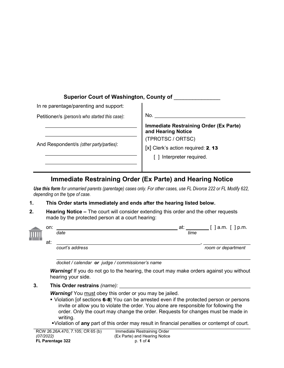 Form FL Parentage322 - Fill Out, Sign Online and Download Printable PDF ...