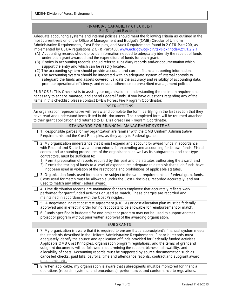 Rhode Island Financial Capability Checklist - Fill Out, Sign Online and ...