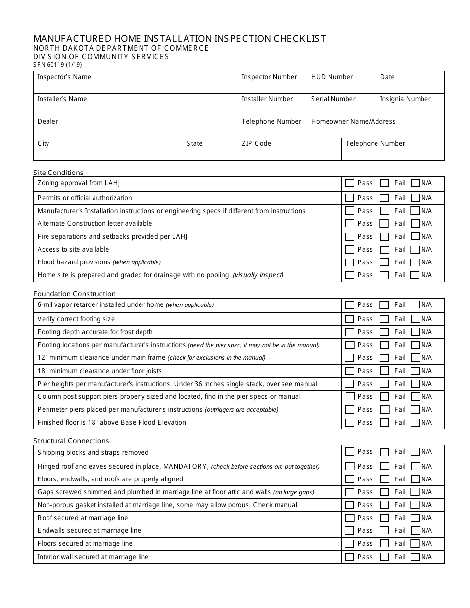 Form SFN60119 - Fill Out, Sign Online and Download Fillable PDF, North Dakota | Templateroller