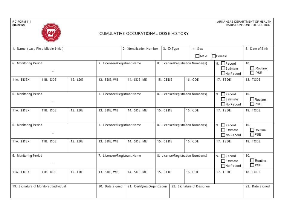 RC Form 111 Download Fillable PDF or Fill Online Cumulative ...