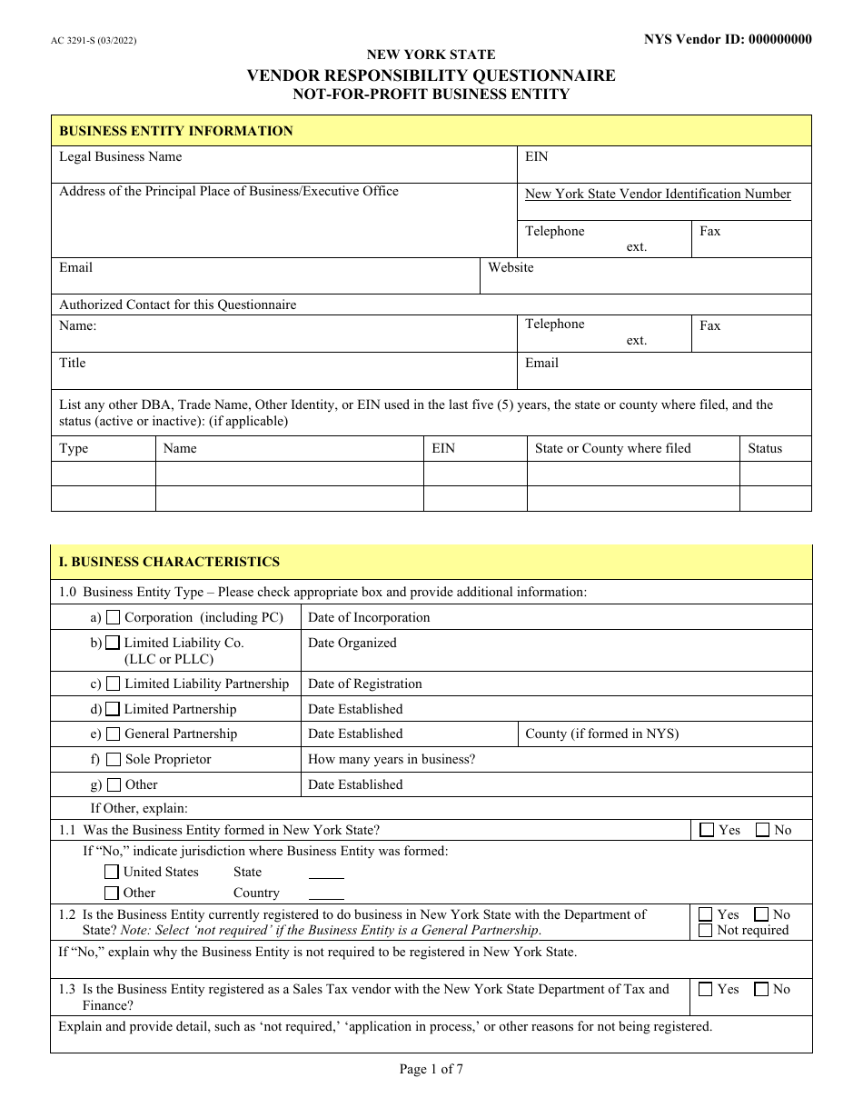 Form AC3291-S - Fill Out, Sign Online and Download Fillable PDF, New ...