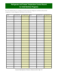 Connecticut Refrigerator and Freezer Temperature Control Record for ...