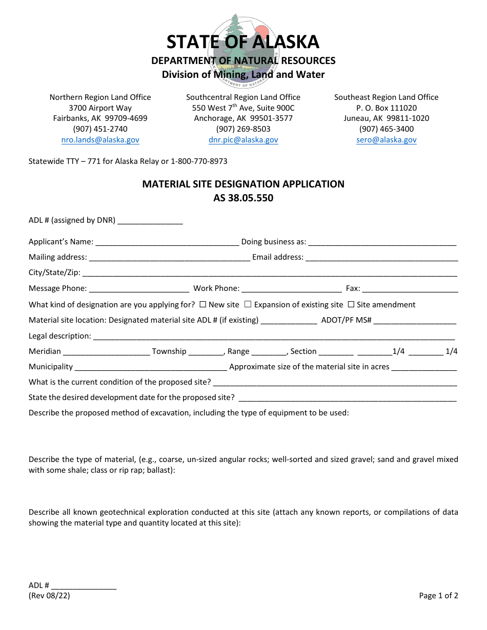 Alaska Material Site Designation Application - Fill Out, Sign Online ...