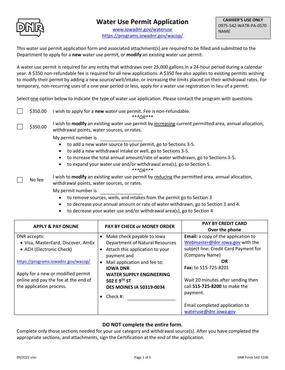 DNR Form 542-3106 - Fill Out, Sign Online and Download Fillable PDF ...