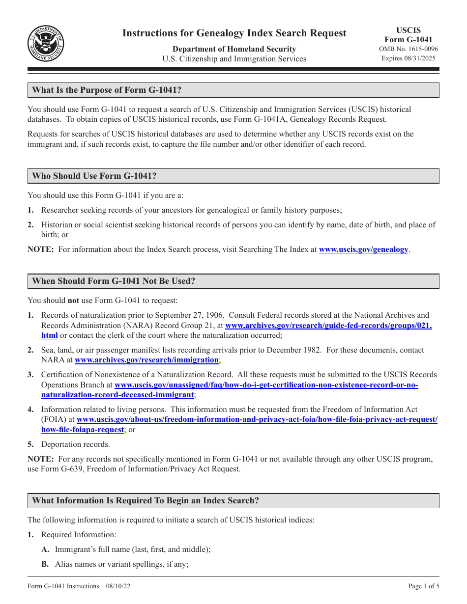Download Instructions for USCIS Form G-1041 Genealogy Index Search ...