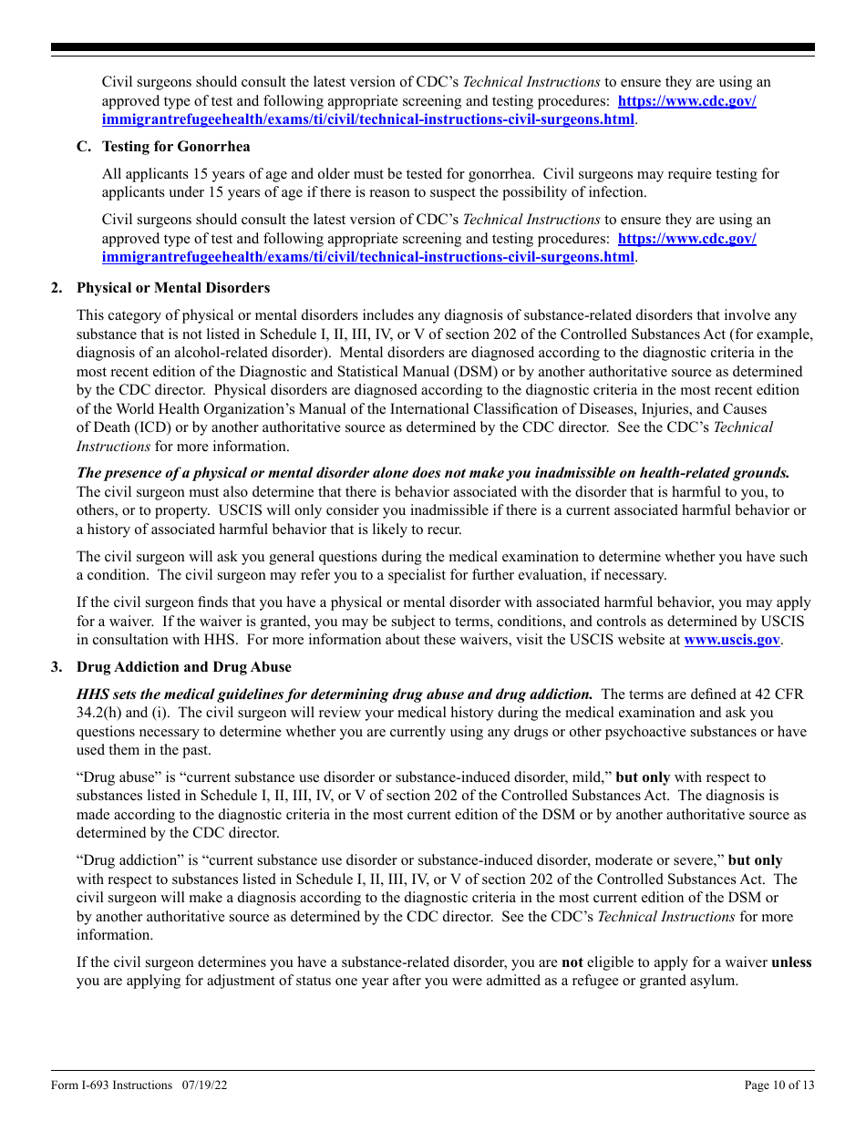 Download Instructions for USCIS Form I-693 Report of Medical ...