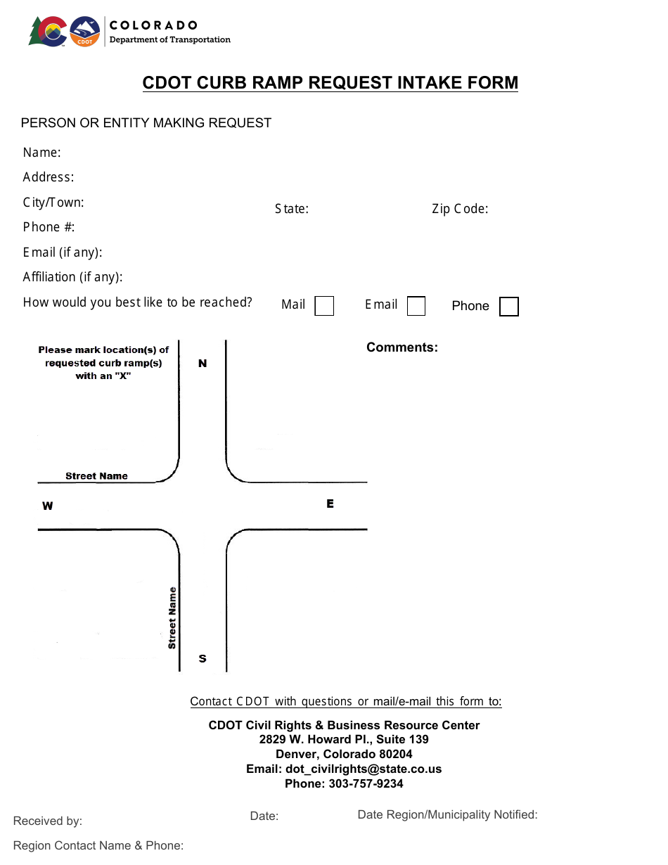 Colorado CDOT Curb Ramp Request Intake Form - Fill Out, Sign Online and Download PDF ...