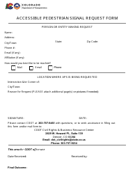 Colorado Accessible Pedestrian Signal Request Form Download Fillable PDF | Templateroller